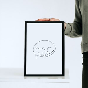 Cute Cat Line Art Printable, Cat Simple Line, Cat Line Art, Cat Poster ...