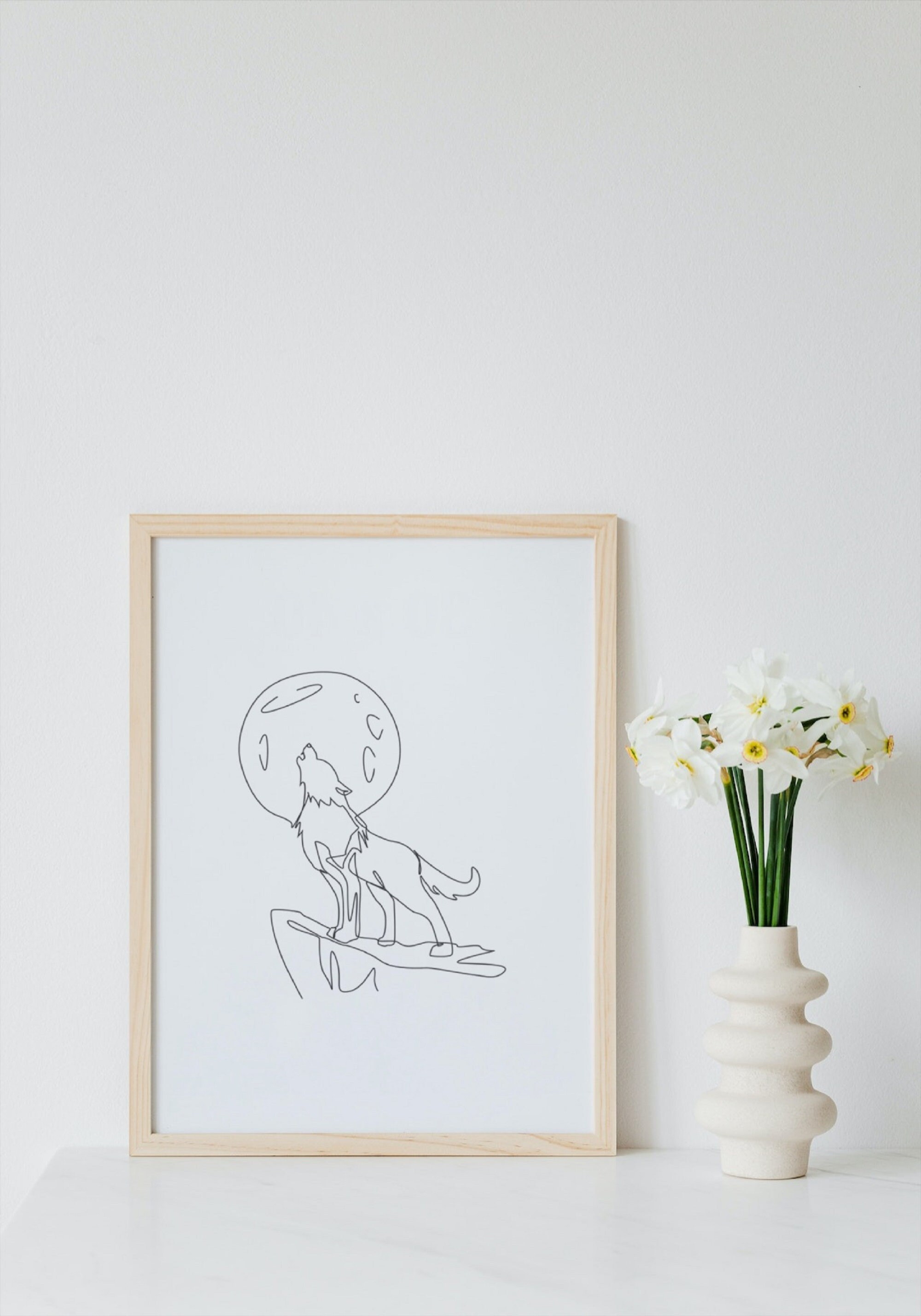 Wolf Line Art Digital, Wolf Art, Wolf Minimalist, Wolf Wall Art, Animal ...