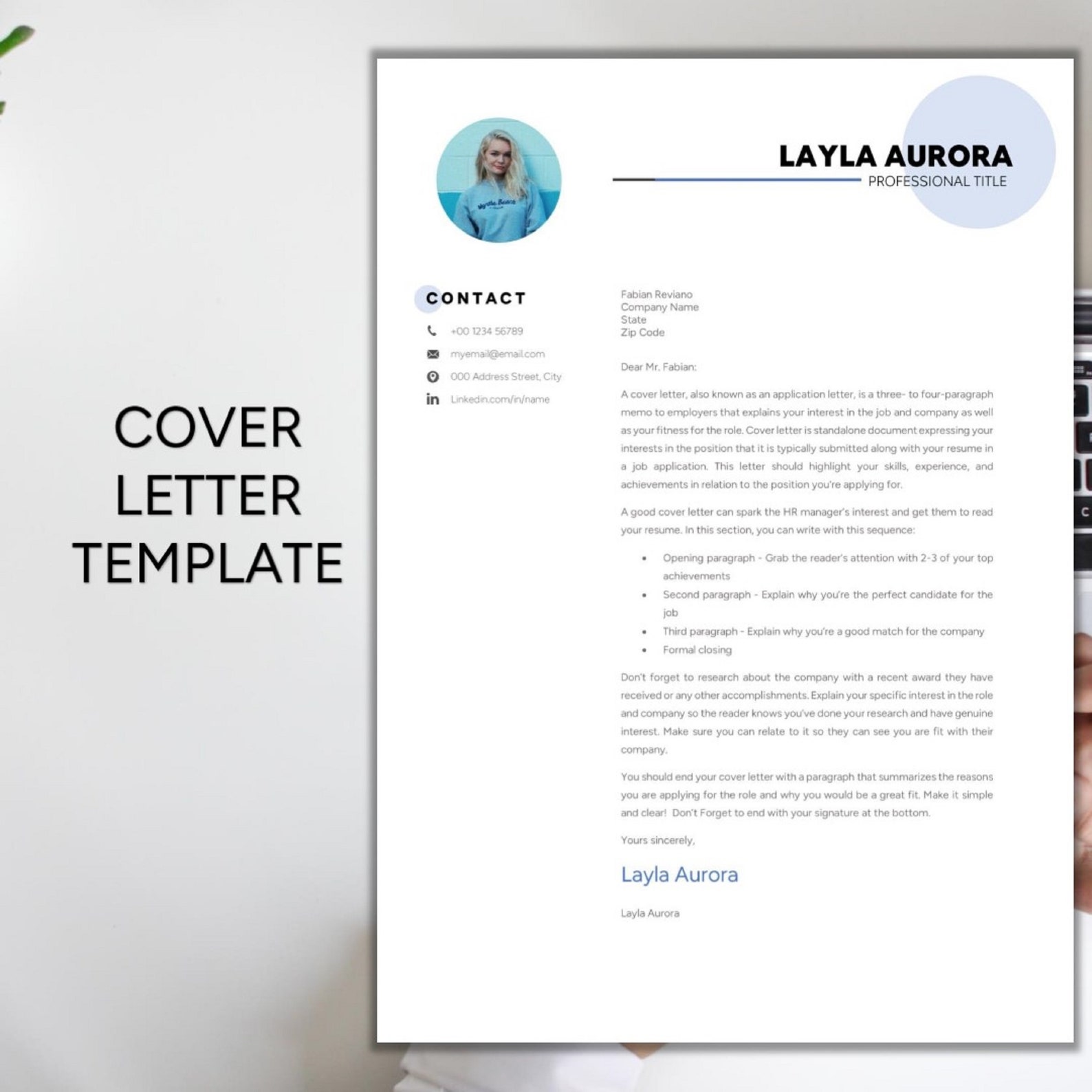 Blue Resume Template Word, Cv Template, Professional Resume, Creative ...