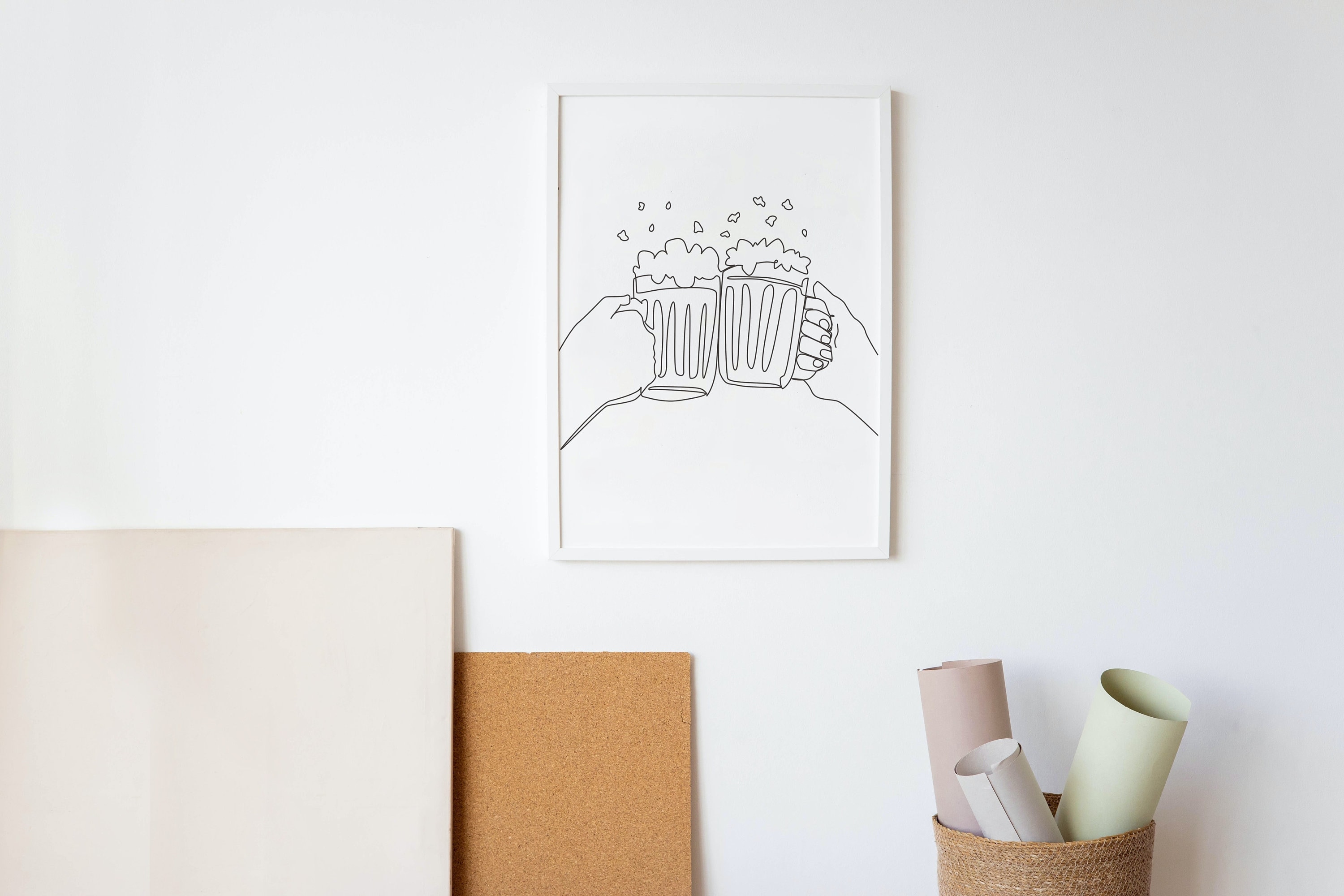 Cheers Beer Line Art, Beer Line Drawing, Drink Prints, Cheers Line Art ...