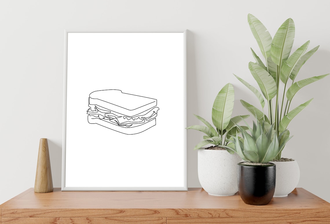 Toast Line Drawing Toast Line Art Food Line Art Food Line - Etsy