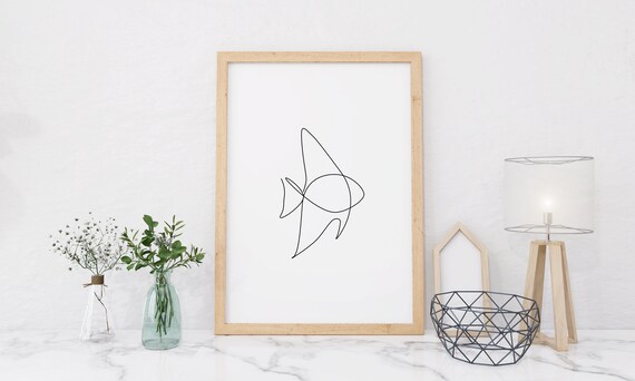 Fish Single Line Art Printable Fish Line Art Fish Abstract | Etsy
