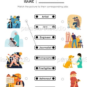 Job Worksheet Printables for Kids (PDF, JPG) - Etsy UK
