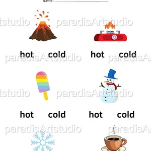 Hot and Cold Worksheets for Kids, Educational Worksheets, Preschool ...