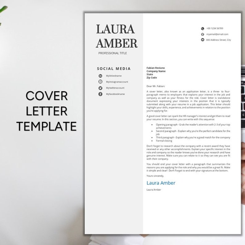 Clean Resume Template Word, Cv Template, Professional Resume, Creative ...