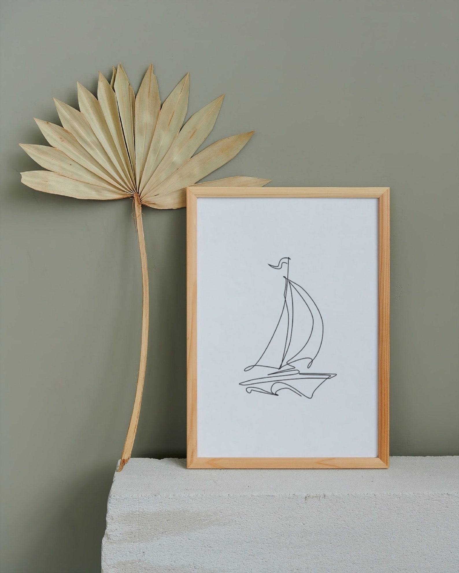 Sailboat Line Art, Marine Poster, Ship Art Print Digital ...