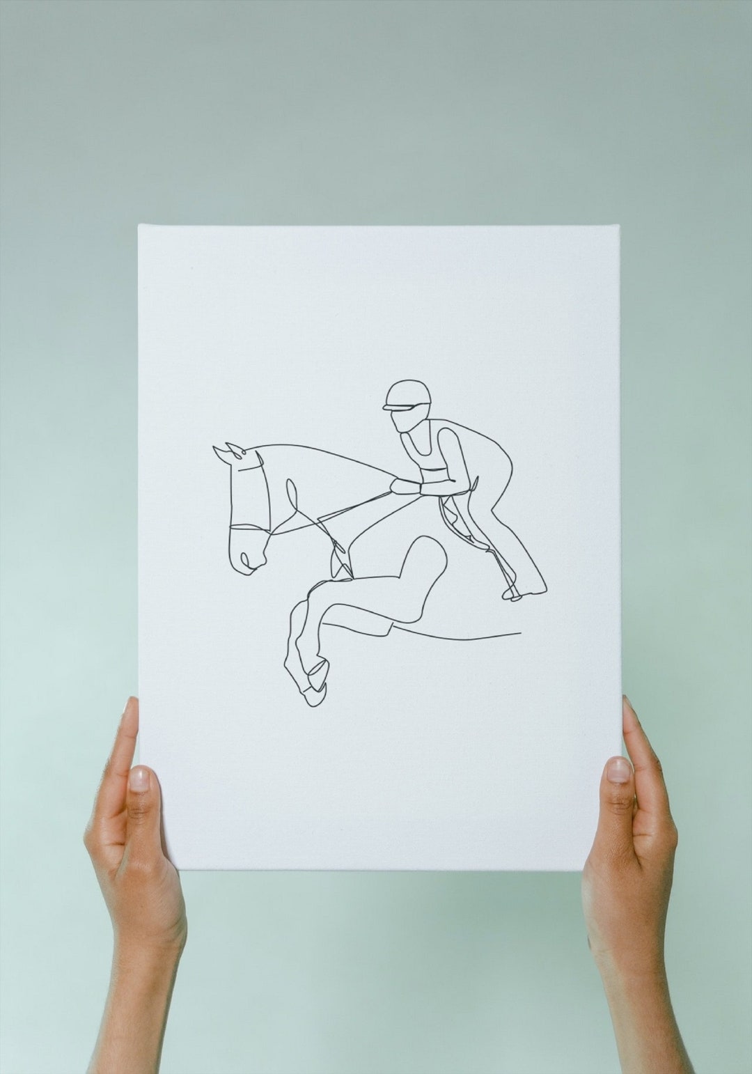 Jockey Horse Line Art, Horse Line Drawing, Horse Print, Horse Printable ...