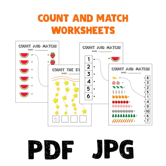 Count and Match Worksheets Count Worksheet Worksheets for | Etsy