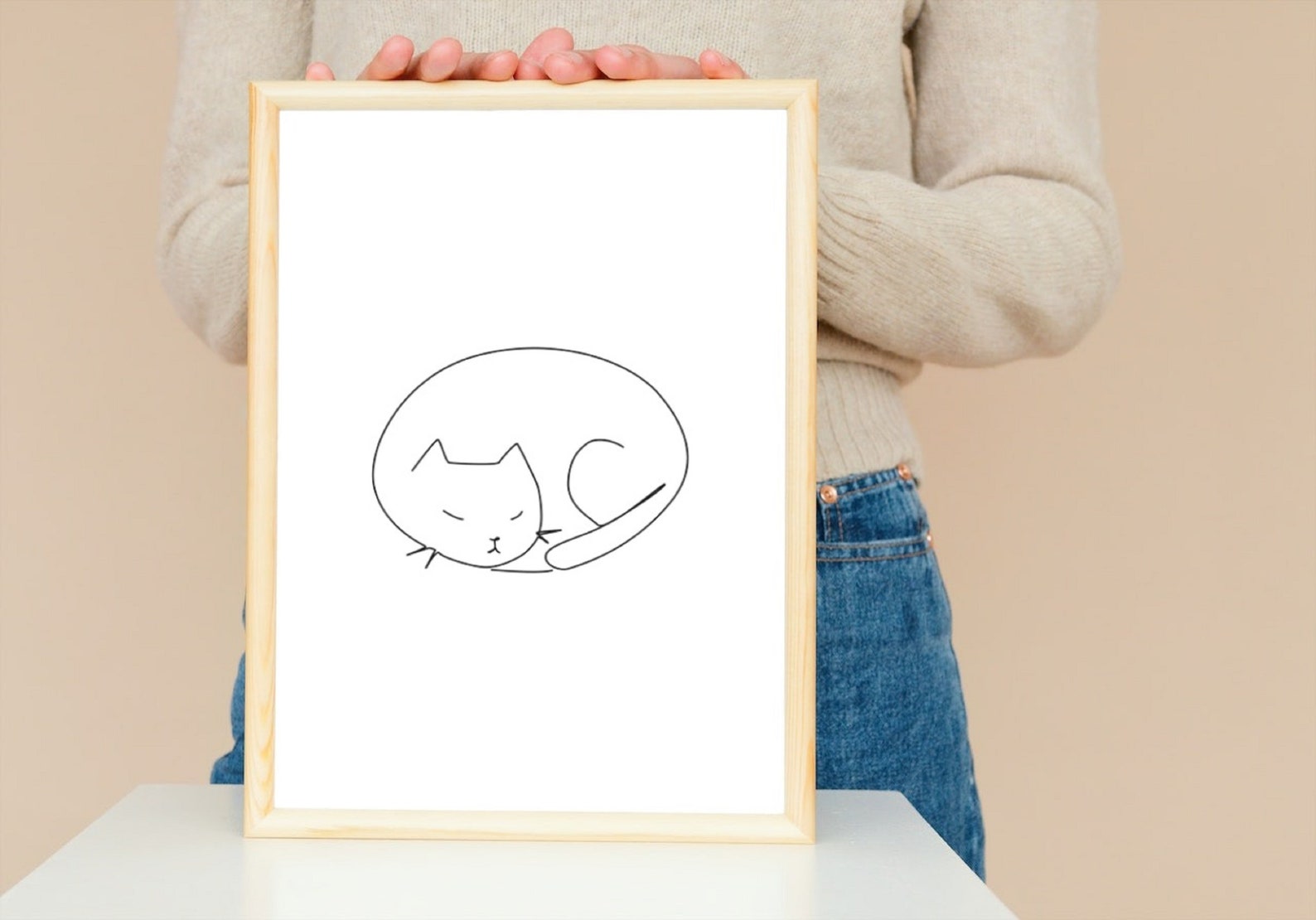 Cute Cat Line Art Printable, Cat Simple Line, Cat Line Art, Cat Poster ...