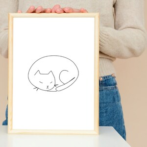 Cute Cat Line Art Printable, Cat Simple Line, Cat Line Art, Cat Poster ...
