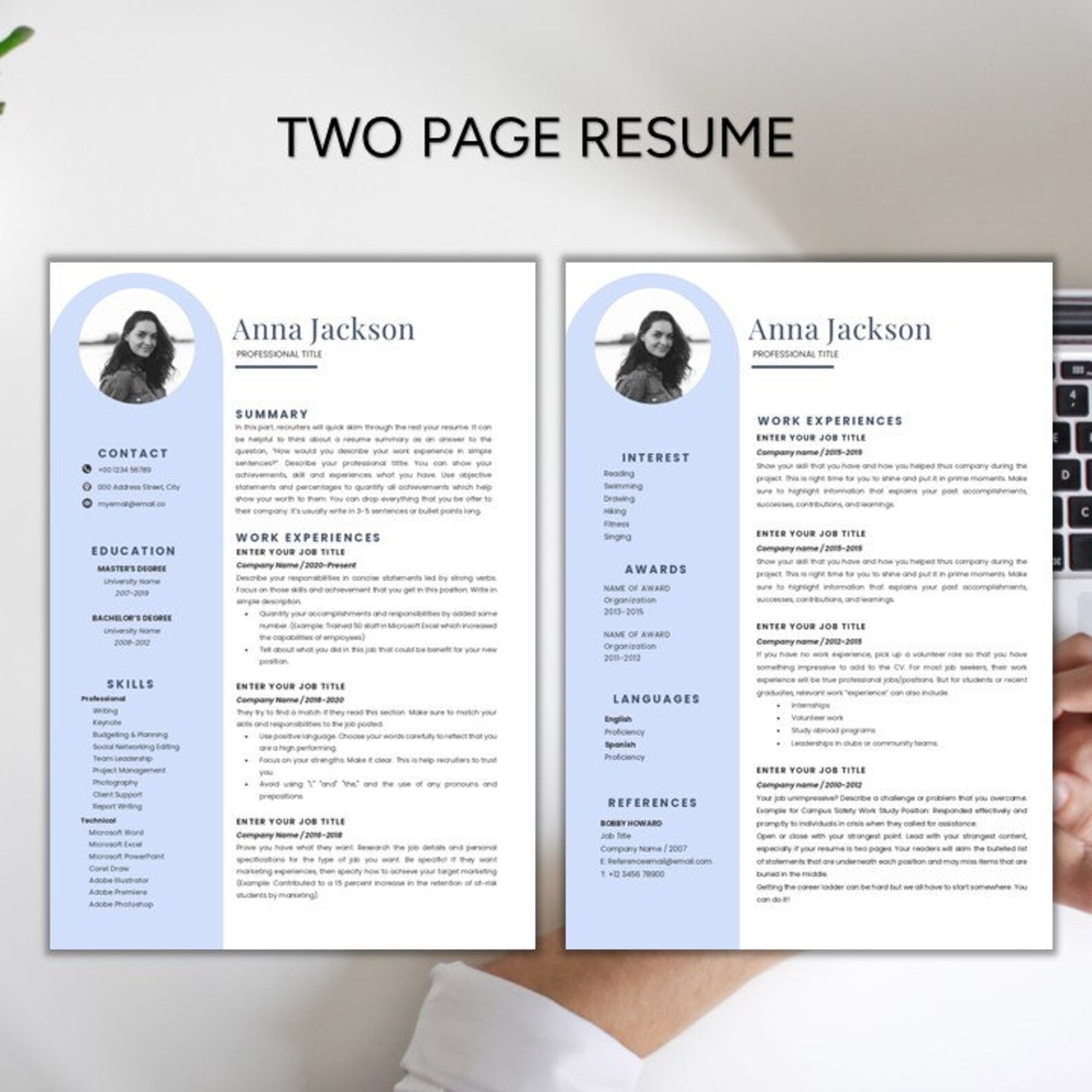 Simple Resume Template Word, Cv Template, Professional Resume, Creative ...