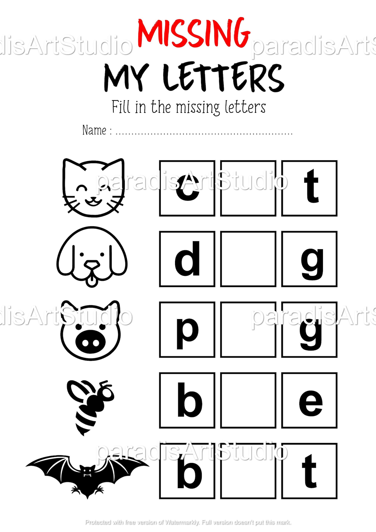 Fill the Blank, Missing Numbers and Letters, Child Worksheet, Practice ...