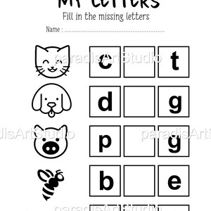 Fill the Blank, Missing Numbers and Letters, Child Worksheet, Practice ...