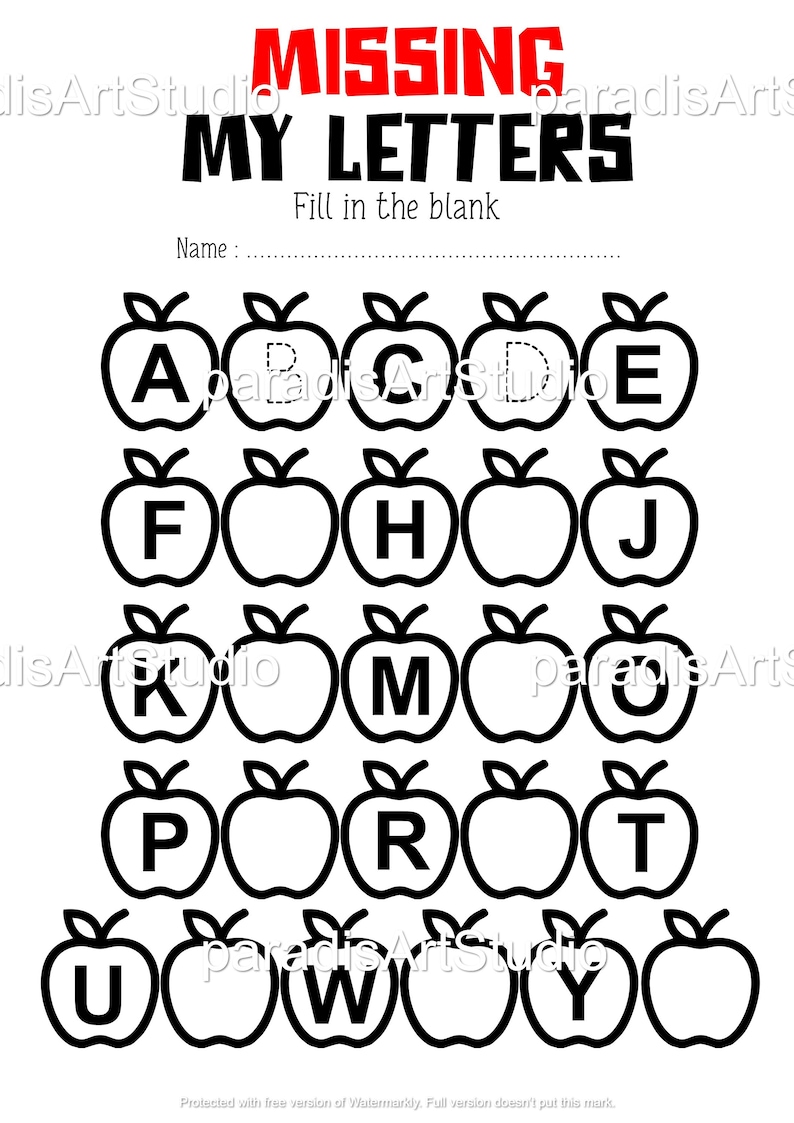 Fill the Blank, Missing Numbers and Letters, Child Worksheet, Practice ...