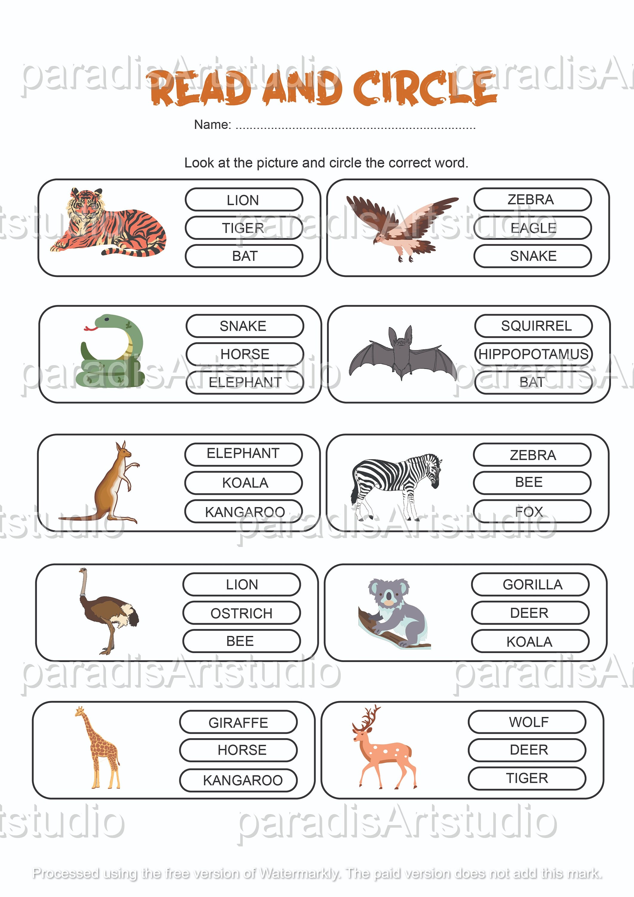 Wild Animals Worksheets, Animal Worksheets for Kids, Printable ...