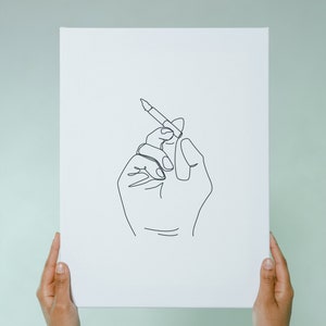 Smoking Cigarette Line Art, Hand With Cigarette, Smoking Wall Art Print ...