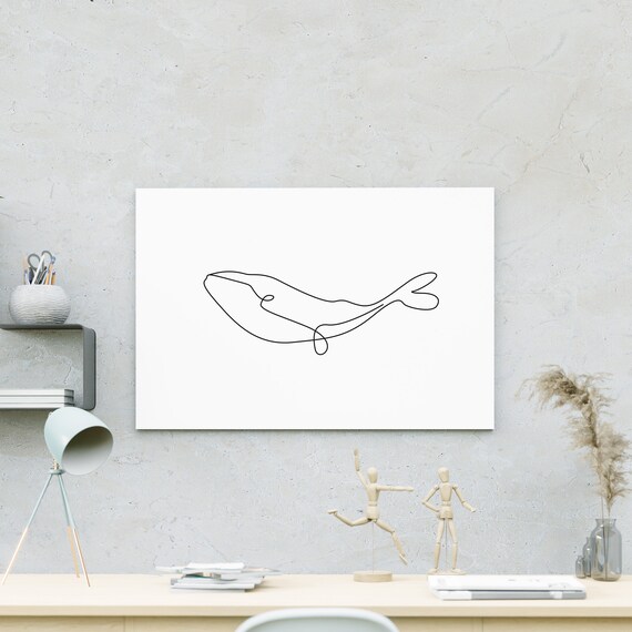 Whale Line Art Whale Wall Art Whale wall decor Minimalist | Etsy