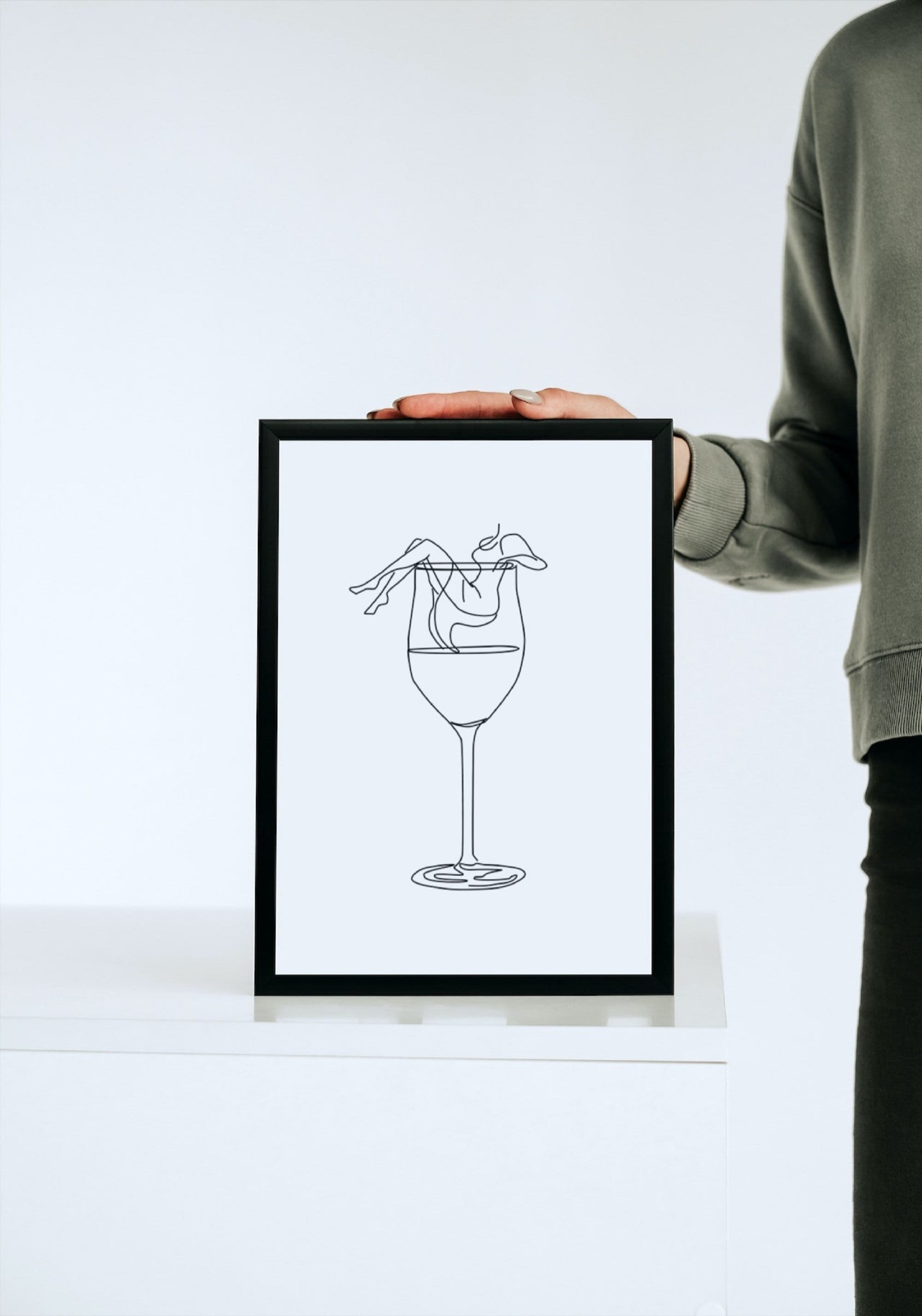 Woman Wine Line Art, Wine Art Print, Alcohol Poster, Wine Lovers Gift ...