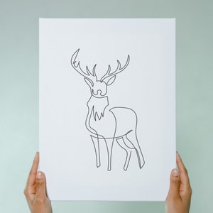 Deer Line Art Printable Digital, Deer Simple Line, Deer Minimalist ...