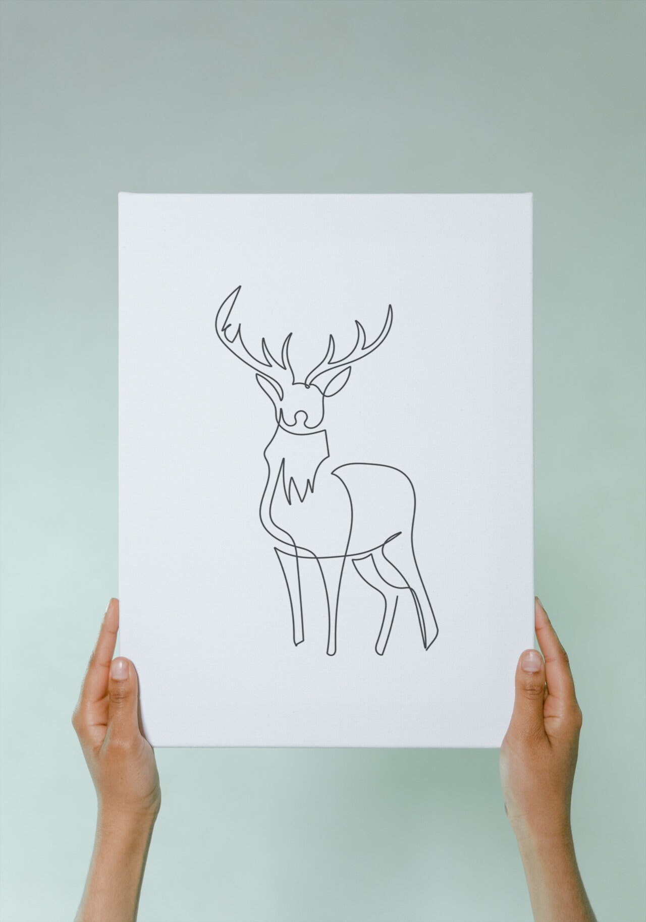 Deer Line Art Printable Digital Deer Simple Line Deer - Etsy