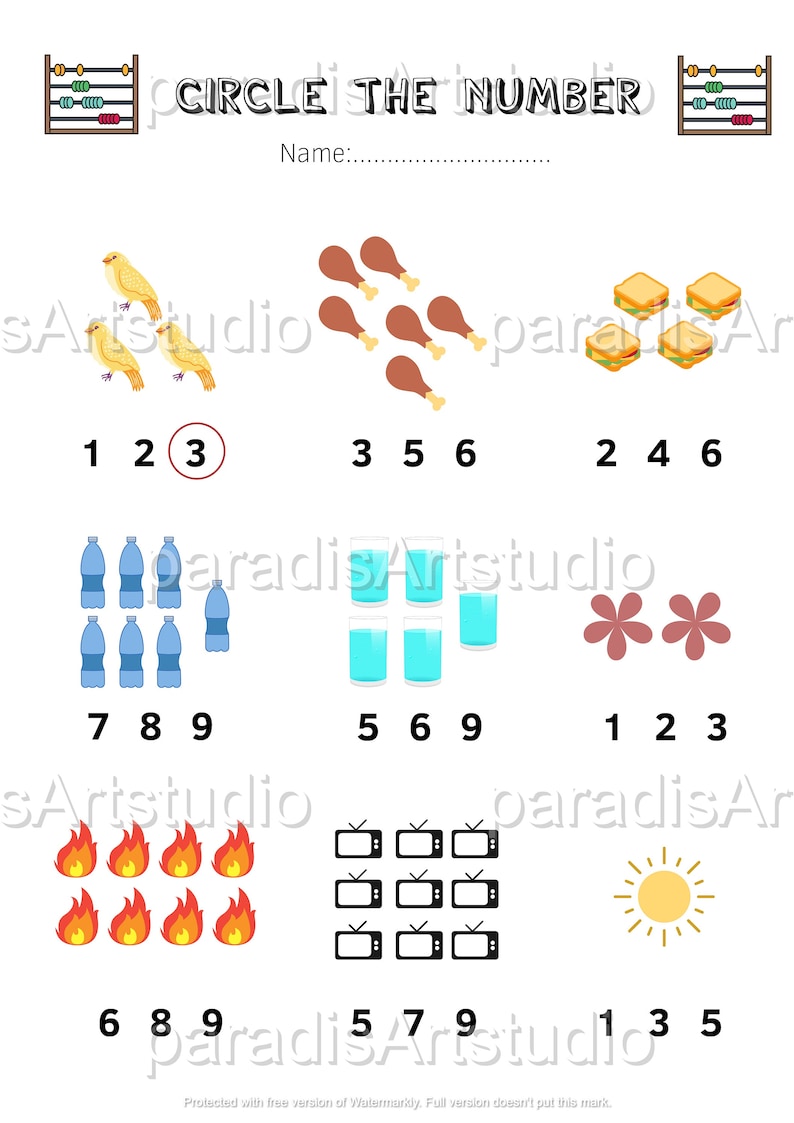 Circle the Number Worksheets, Worksheet for Kids, Preschool Worksheets ...