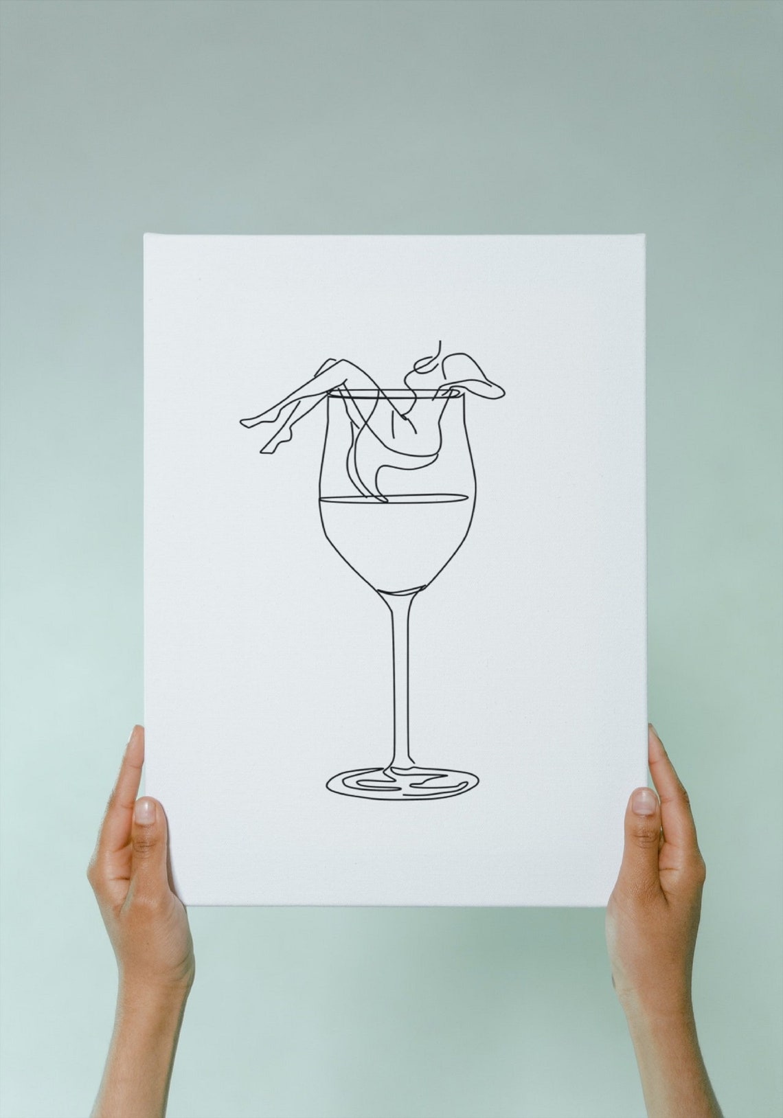 Woman Wine Line Art, Wine Art Print, Alcohol Poster, Wine Lovers Gift ...