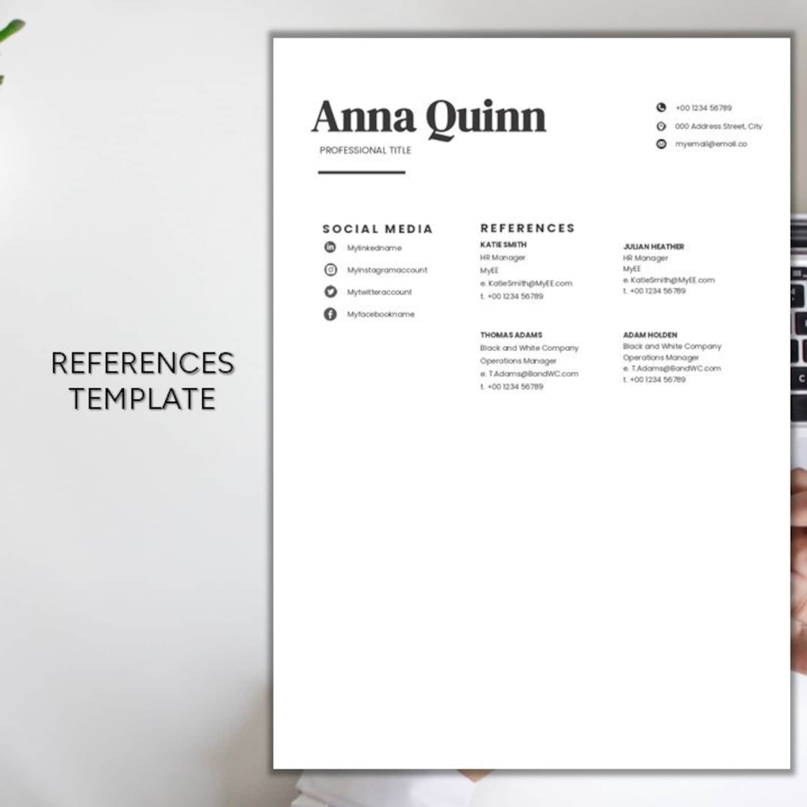 Simple Resume Template Word, Cv Template, Professional Resume, Creative ...