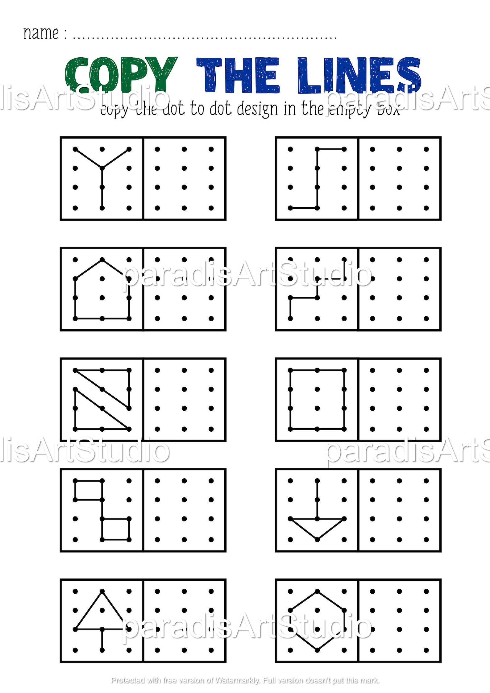Copy the Line, Line Tracing, Handwariting Practice, Pre-writing ...