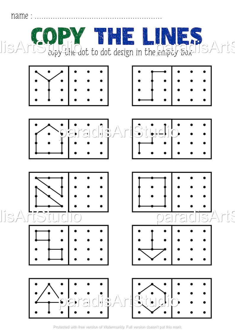 Copy the Line, Line Tracing, Handwariting Practice, Pre-writing ...
