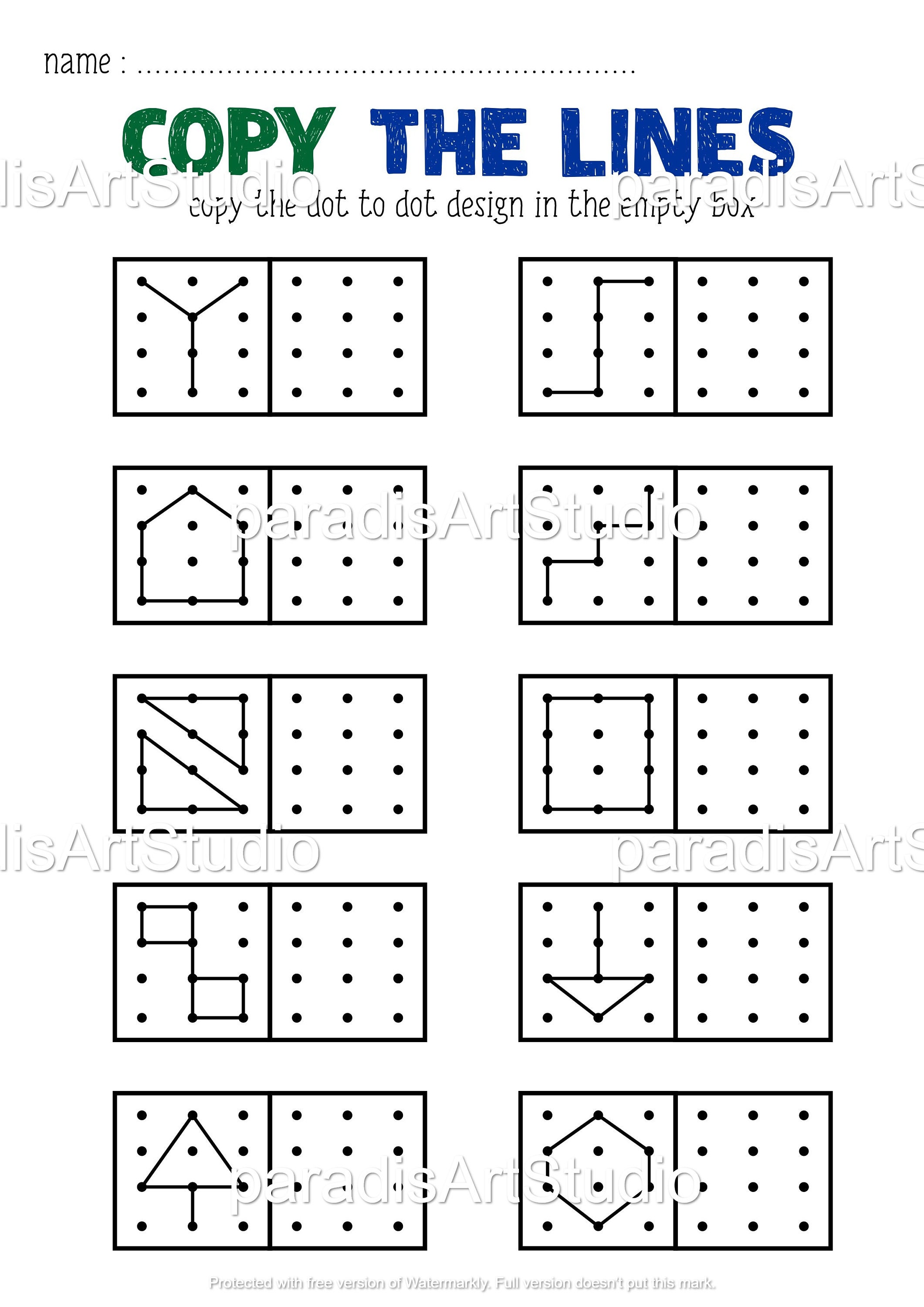 Copy the Line, Line Tracing, Handwariting Practice, Pre-writing ...
