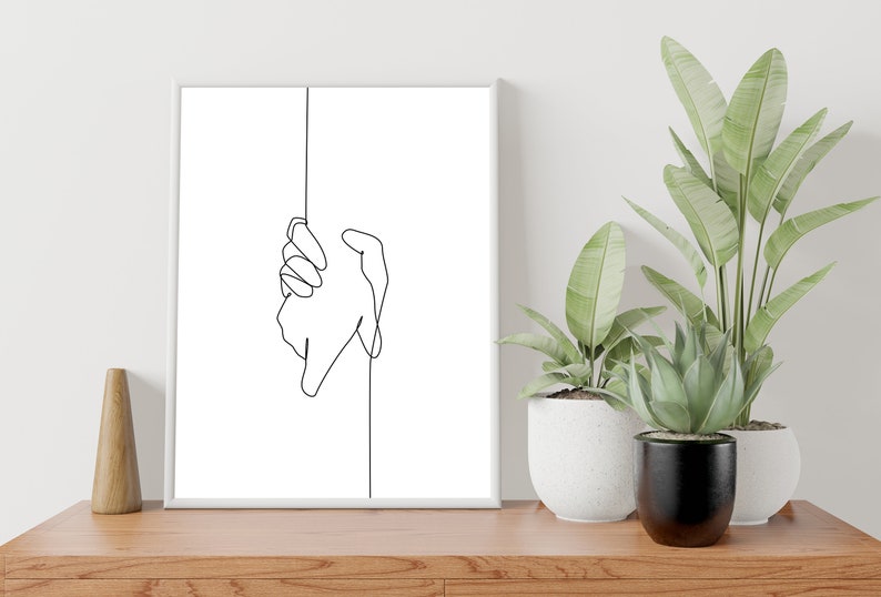 Helping Hands Line Art Poster, Holding Hands Print, Couple Hands Print ...