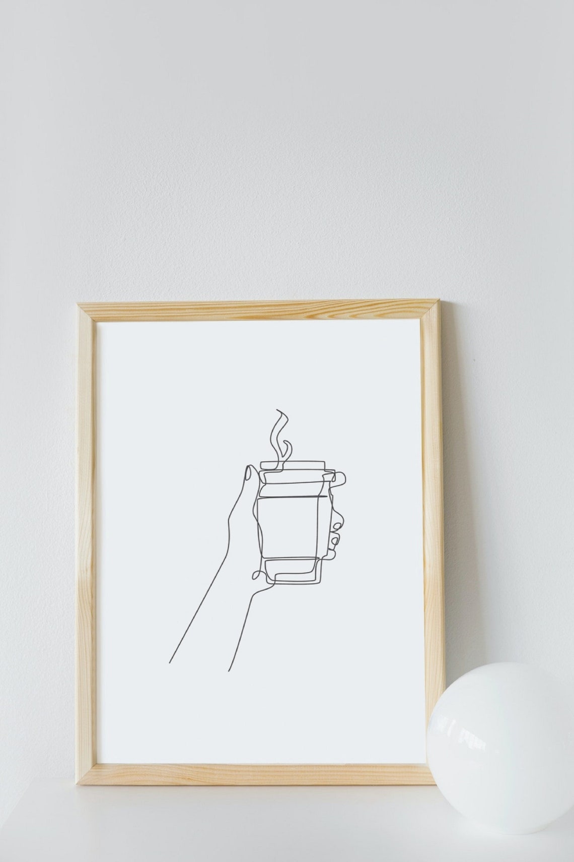 Coffee Line Drawing, Single Line Drawing, Office Wall Art, Abstract ...