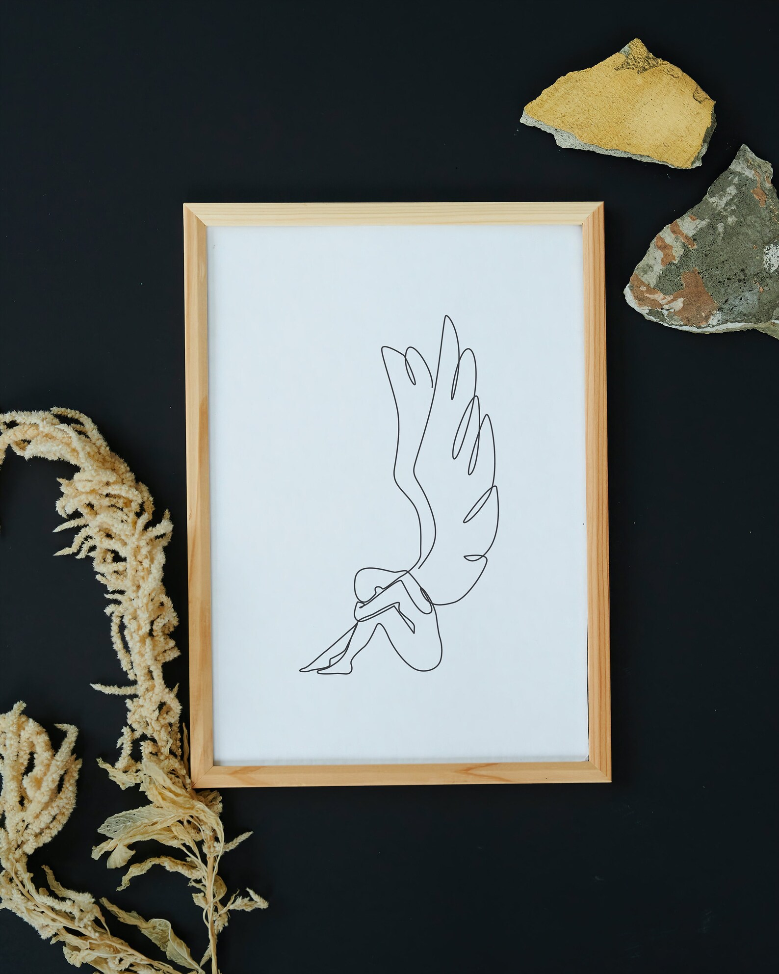 Angel Line Art, Angel Wings Wall Art, Angel Art Print, Angel Print ...