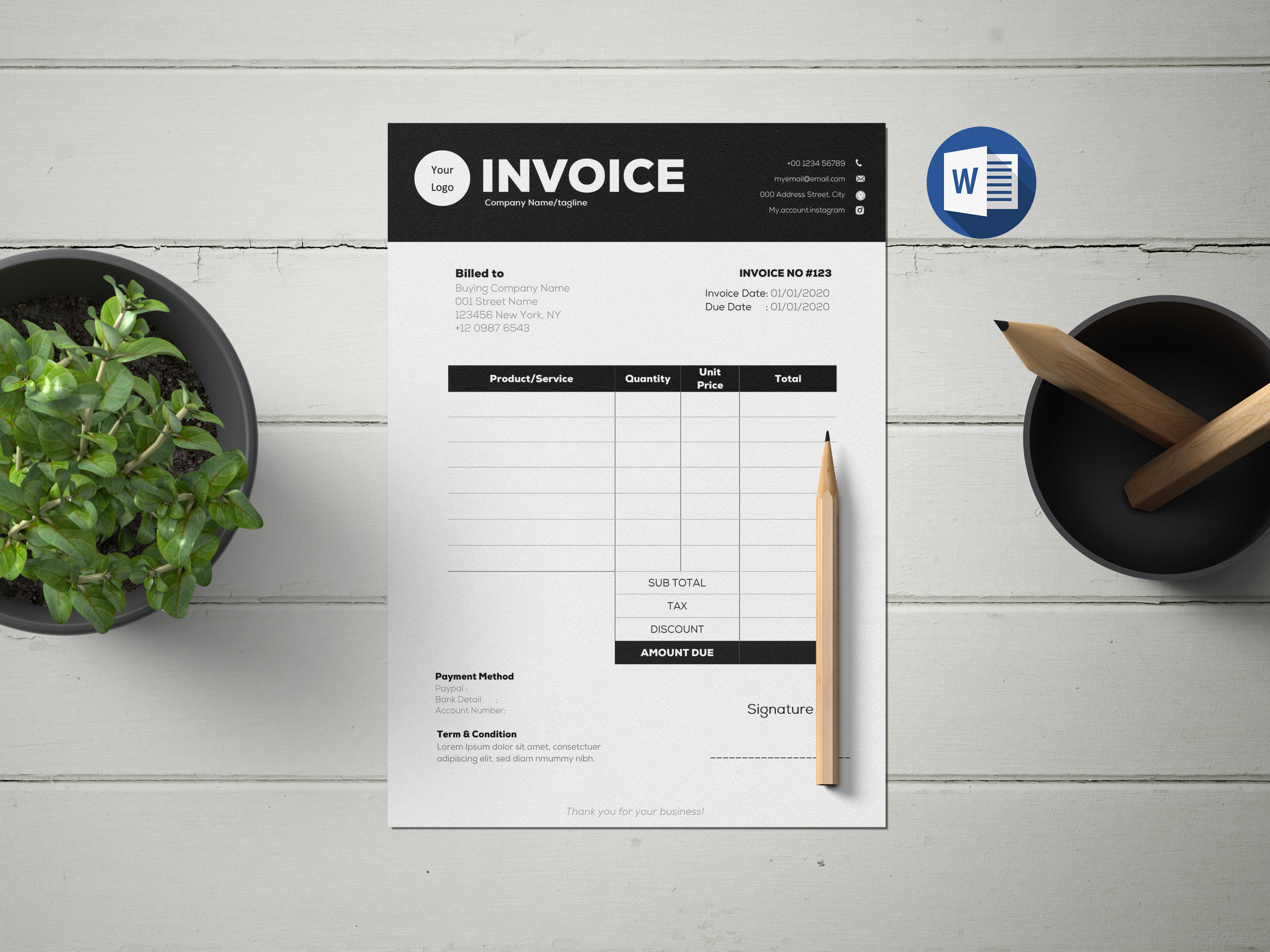 Modern Invoice Template Word, Receipt Template, Invoice Form, Invoice ...