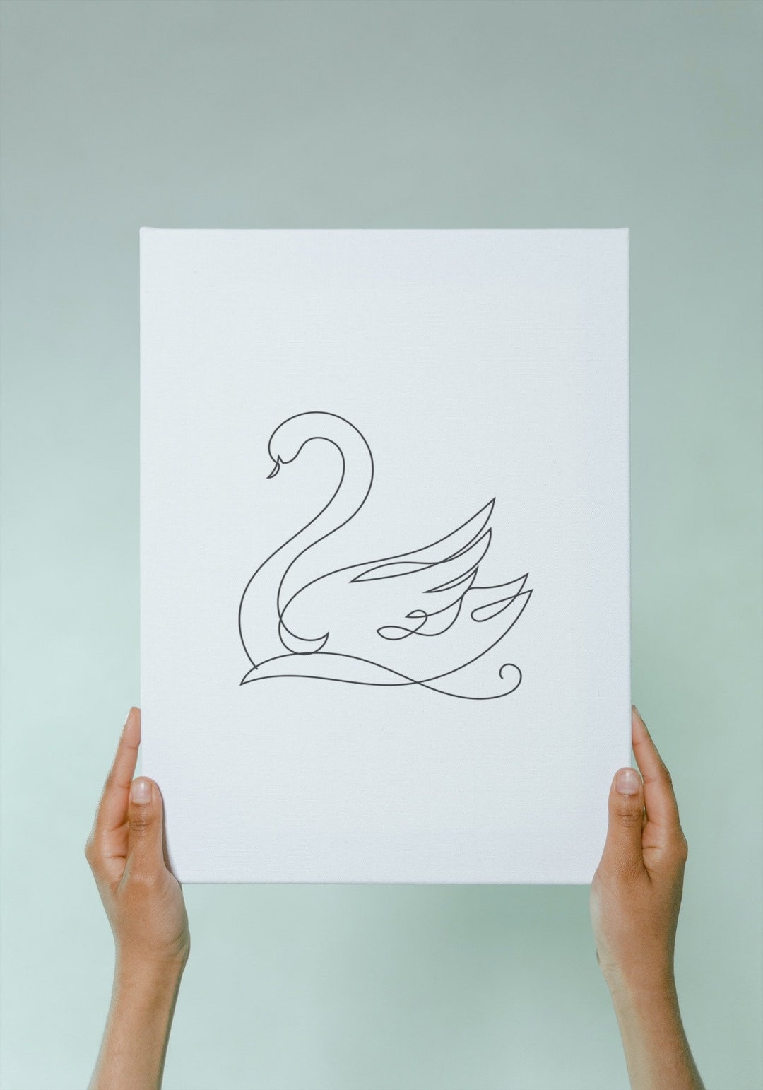 Swan Line Art Drawing Digital, Swan Line Drawing, Farmhouse Abstract ...