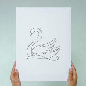 Swan Line Art Drawing Digital, Swan Line Drawing, Farmhouse Abstract ...