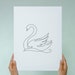 Swan Line Art Drawing Digital, Swan Line Drawing, Farmhouse Abstract ...