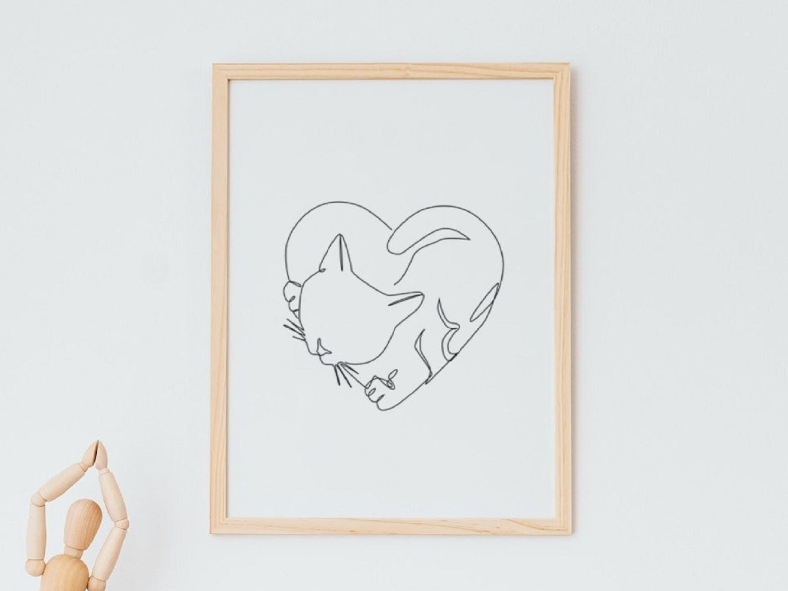 Cute Cat Line Art Printable, Cat Simple Line, Cat Line Art, Cat Poster ...