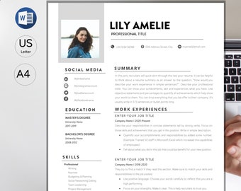 2 Pages Resume Template Word, Cv Template, Professional Resume ...