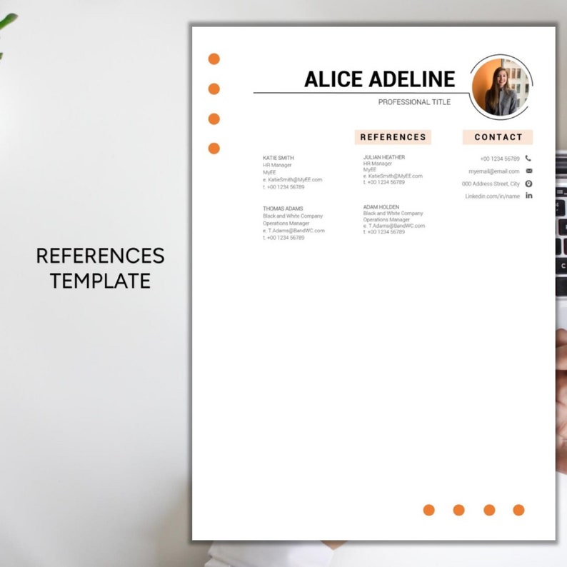 Orange Resume Template Word, Cv Template, Professional Resume, Creative ...