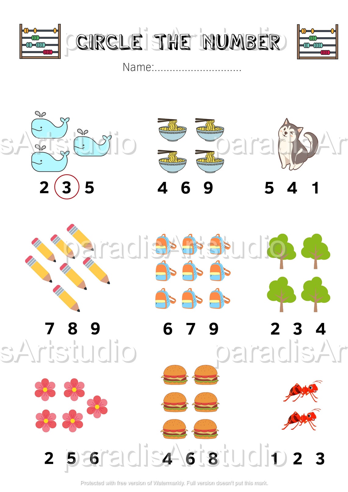 Circle the Number Worksheets, Worksheet for Kids, Preschool Worksheets ...