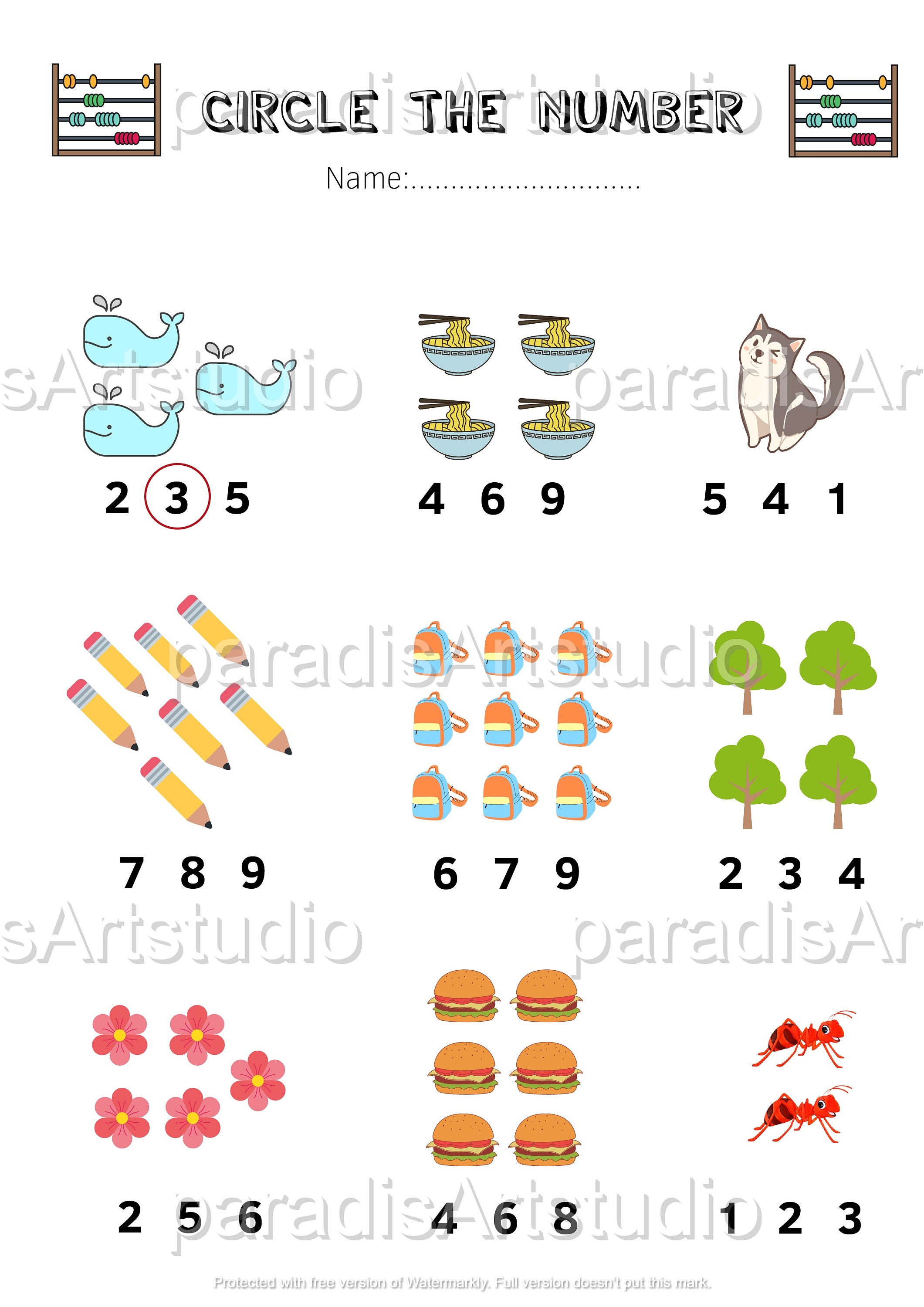 Circle the Number Worksheets, Worksheet for Kids, Preschool Worksheets ...