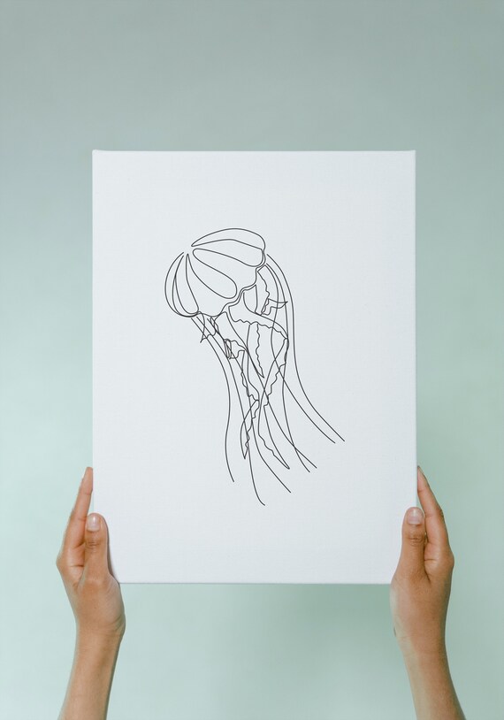 Jellyfish Line Art Drawing Jellyfish Art Sea Jellyfish Art | Etsy