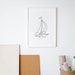 Sailboat Line Art, Marine Poster, Ship Art Print Digital ...