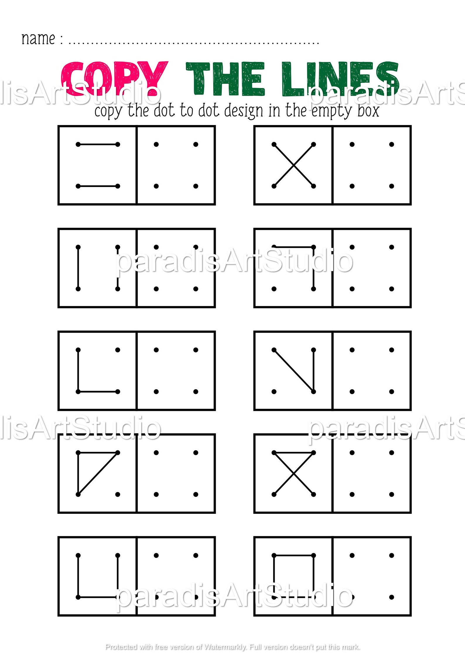 Copy the Line, Line Tracing, Handwariting Practice, Pre-writing ...