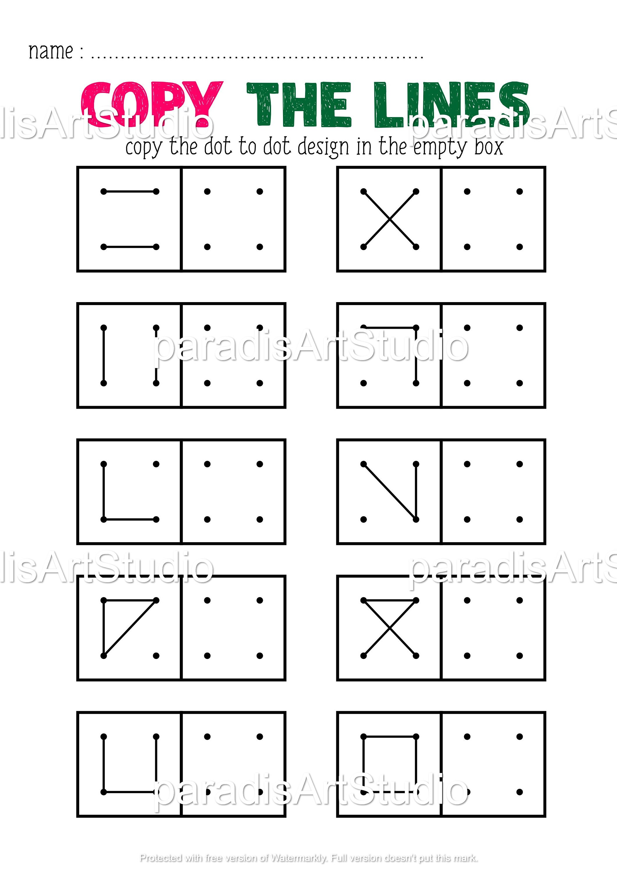 Copy the Line, Line Tracing, Handwariting Practice, Pre-writing ...