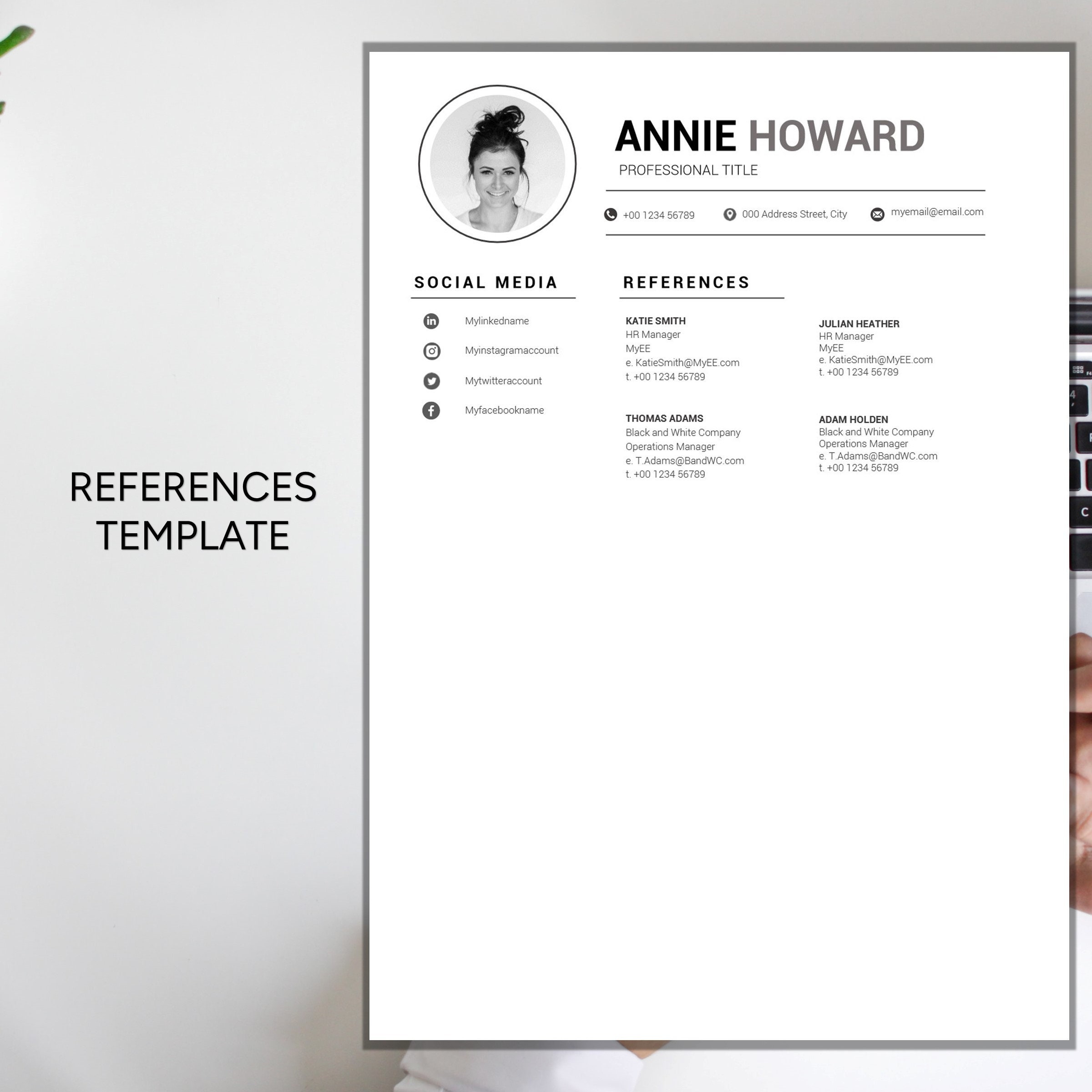 Minimalist Resume Template Word, Cv Template, Professional Resume ...
