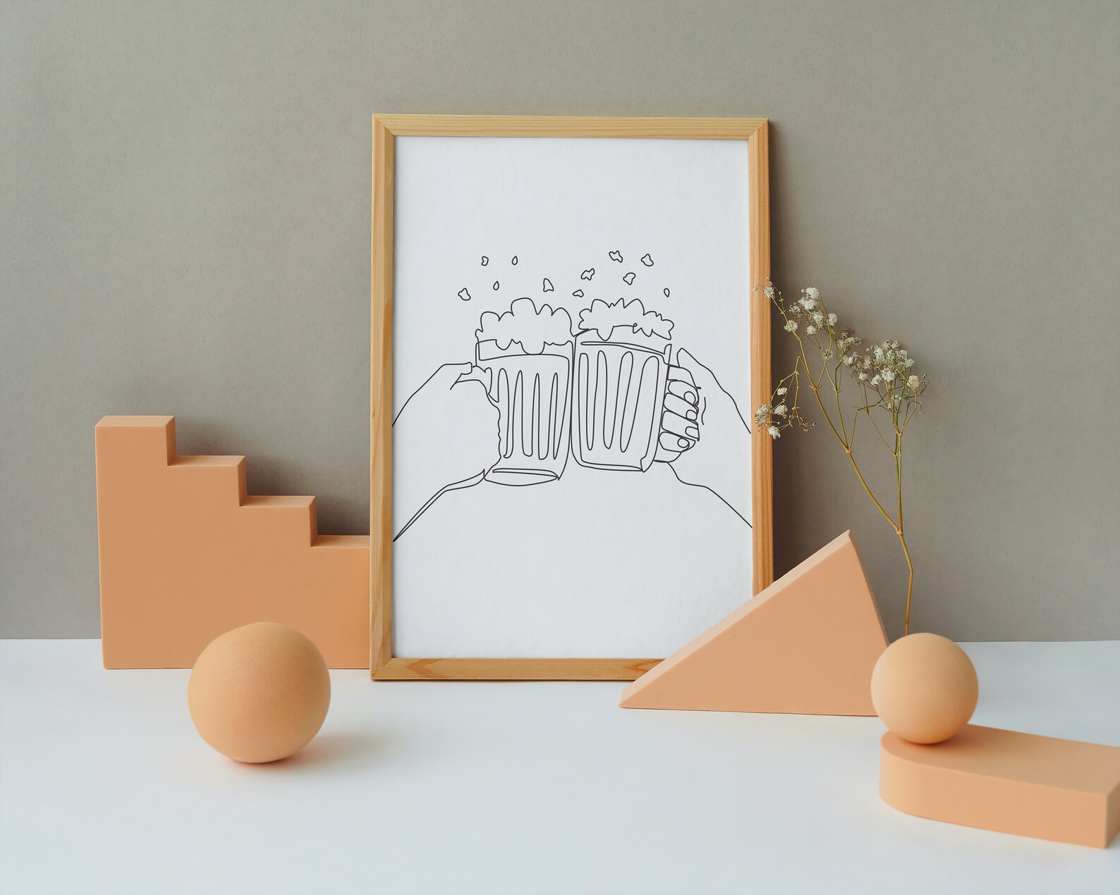 Cheers Beer Line Art, Beer Line Drawing, Drink Prints, Cheers Line Art ...