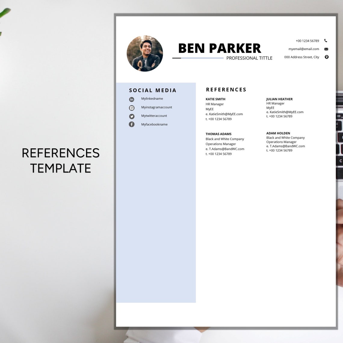 Light Resume Template Word, Cv Template, Professional Resume, Creative ...
