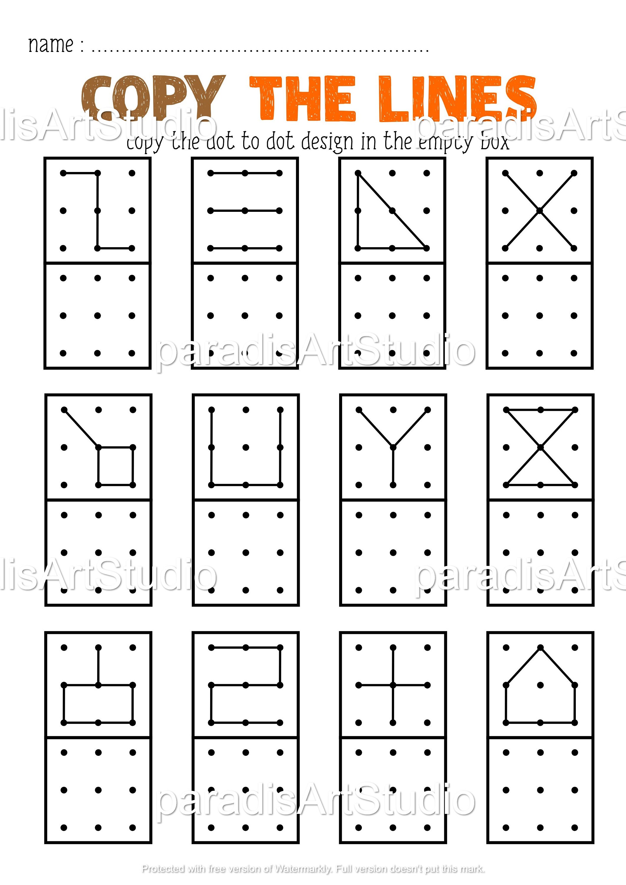 Copy the Line, Line Tracing, Handwariting Practice, Pre-writing ...
